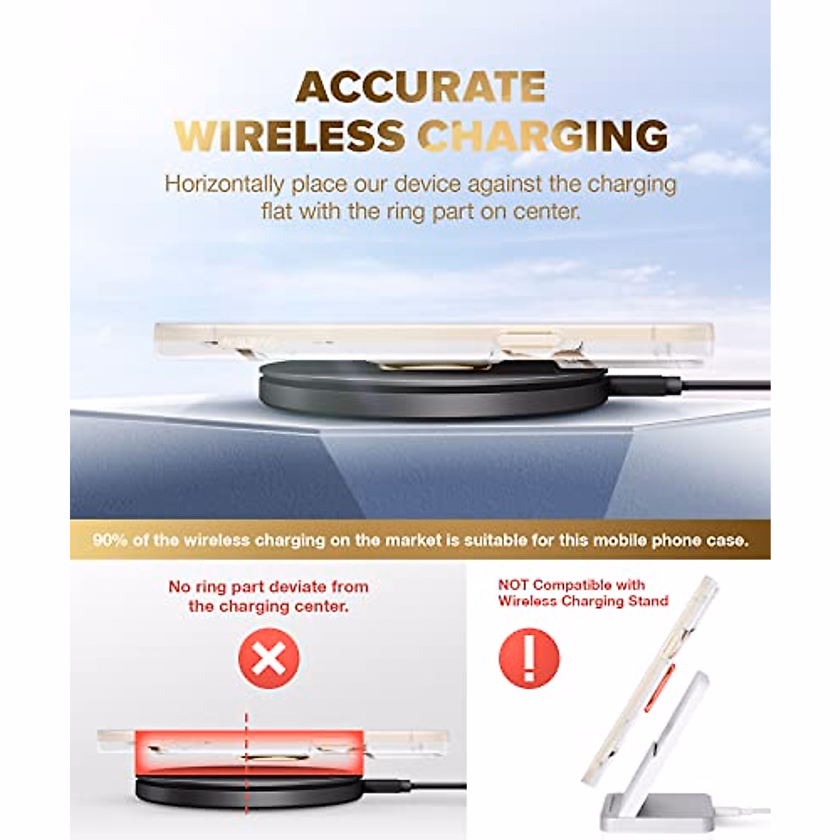 GVIEWIN Case Compatible with iPhone 14 Pro Max 6.7 Inch 2022, Built-in 360°Rotatable Ring Stand, Slim Marble Phone Holder Hard Durable Shockproof Protective Kickstand Cover Case(White/Gold)