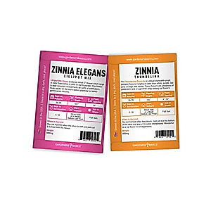 Zinnia Seeds for Planting Outdoors Flower Seeds (5 Variety Pack) Thumbelina, Lilliput, Envy, Purple Prince and Pompon Varieties for Butterflies, Bees, Pollinators Wildflower Seed by Gardeners Basics