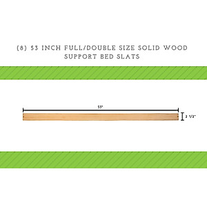 CC KITS Set of Eight (8) 53 Inch Full/Double Size Solid Wood Support Bed Slats｜Use Crib Conversion Kits｜Platform Frame for Mattress｜Bunkie Board, Box Spring or Foundation Replacement Option