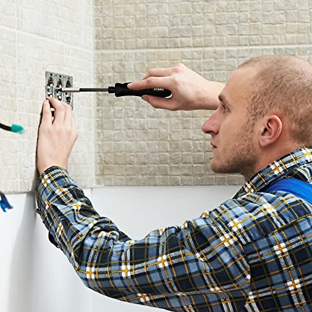 HYBRO Rechargeable Cordless 3.6V Screwdriver Set, Electric and Manual Battery Powered Professional and Home Improvement Tool-2N.m to 10N.m Torque, Double-End Bit,USB Charge,LED Light - H200Q (Black)