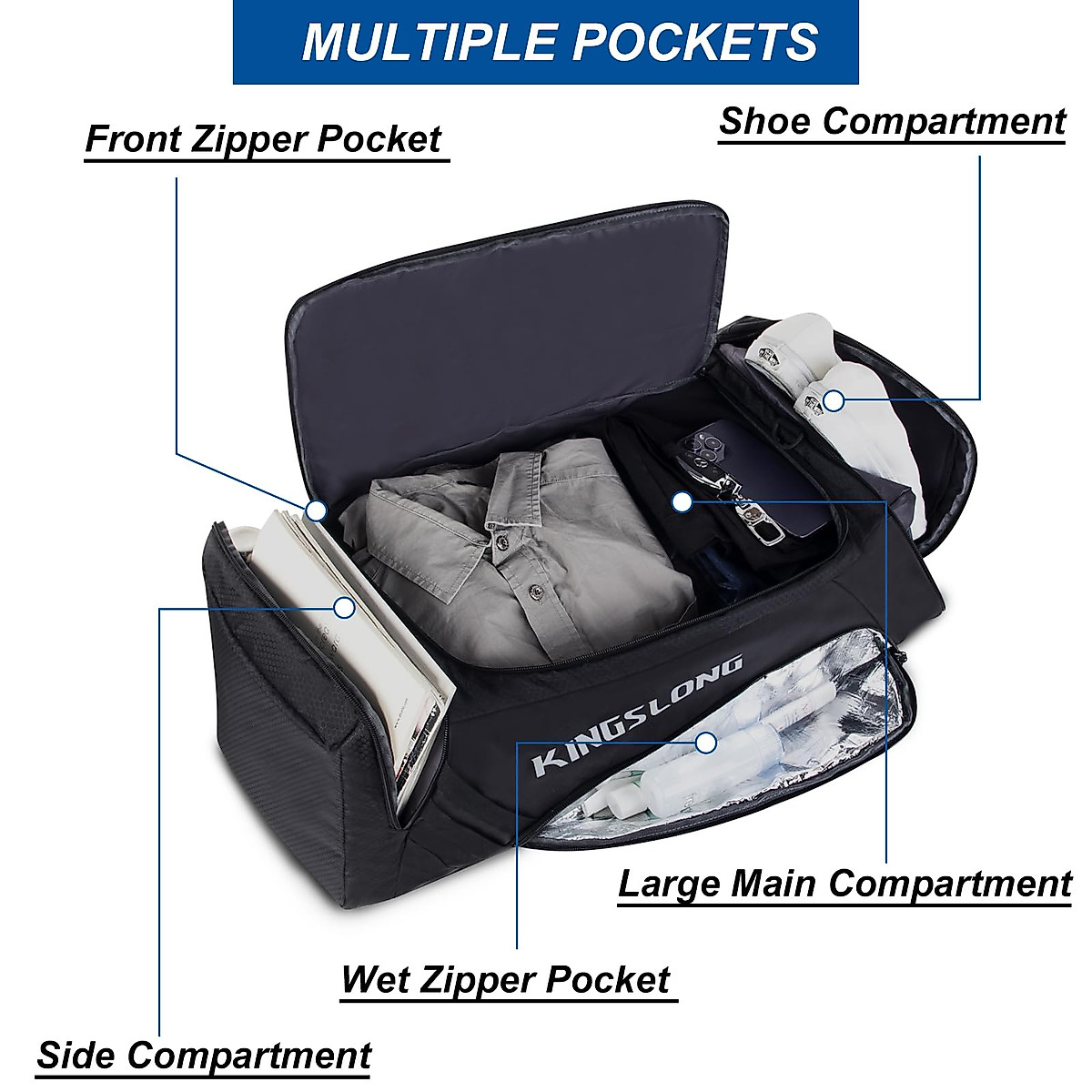 TPAID Carry On Backpack Large Travel Backpack Waterproof Convertible Shoulder Rucksack, Flight Approved Weekender Duffle Backpack, Camping Hiking Backpack for Men Fit 17 Inch Laptop