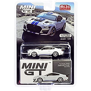Truescale Miniatures Shelby GT500 Dragon Snake Concept Oxford White w/Blue Stripes & GraphicsEd to 4200 pcs 1/64 Diecast Model Car by True Scale MGT00318