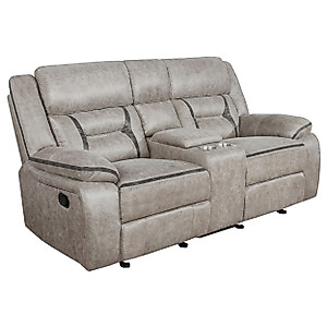 Coaster Home Furnishings Greer Upholstered Motion Reclining Loveseat Taupe