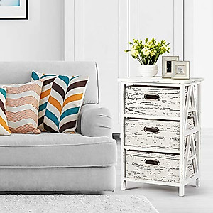 Giantex Storage Drawer Units W/ 3 Fabrics Storage Drawers and Wood Frame, Multiple Dresser Cabinet Chest Organizer Bins for Living Room, Bedroom Sofa Side End Table Vertical Dresser Storage Tower (1)