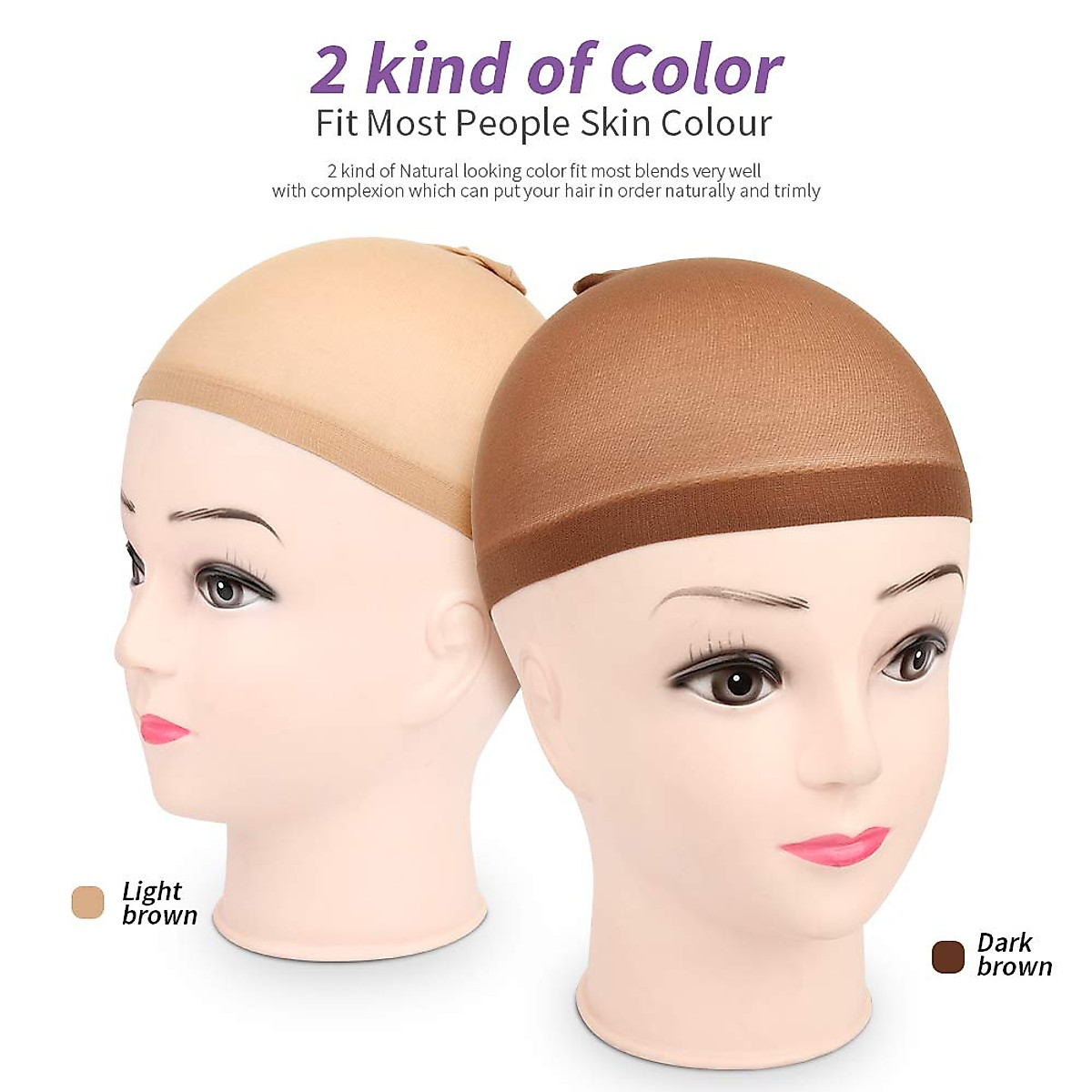 Teenitor 16 Pack Nylon Wig Caps, 8 Pack Brown Stocking Caps & 8 Pack Beige Wigs Caps