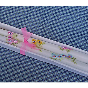 Decorative Hand Painted Pastel Easter Egg and Flowers Taper Candles Spring Decorations for the Home Table Decor