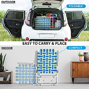 F2C Patio Lawn Chairs Folding Set of 2, Metal Webbed Folding Chair Outdoor Beach Chair Portable Camping Chair for BBQ, Fishing,Yard, Garden(Blue)