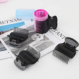 18 Pieces Hot Roller Clips Plastic Hair Curler Claw Clips Replacement Roller Clips for Small, Medium, Large and Jumbo Hair Rollers (Black)