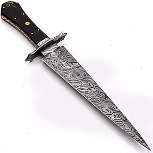PAL 2000 KNIVES DAG-9723 Custom Handmade Damascus Steel Knife With Leather Sheath