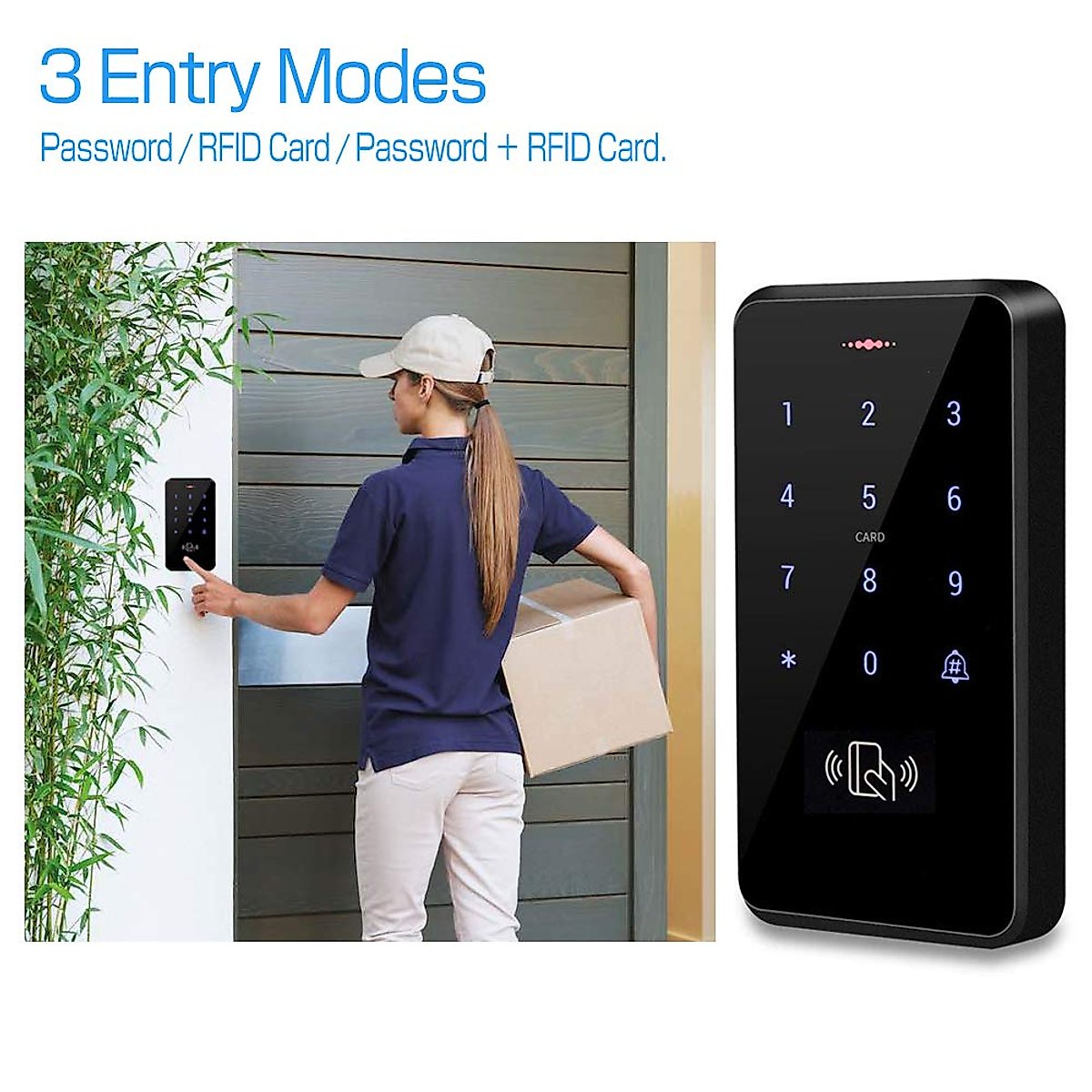 LEXI 3000 Users Complete Set Waterproof Touch Panel RFID Keypad 125KHz Access Controller with Upgraded Electric Magnetic Lock and Power Supply, Complete Set for Door Entry Access Control