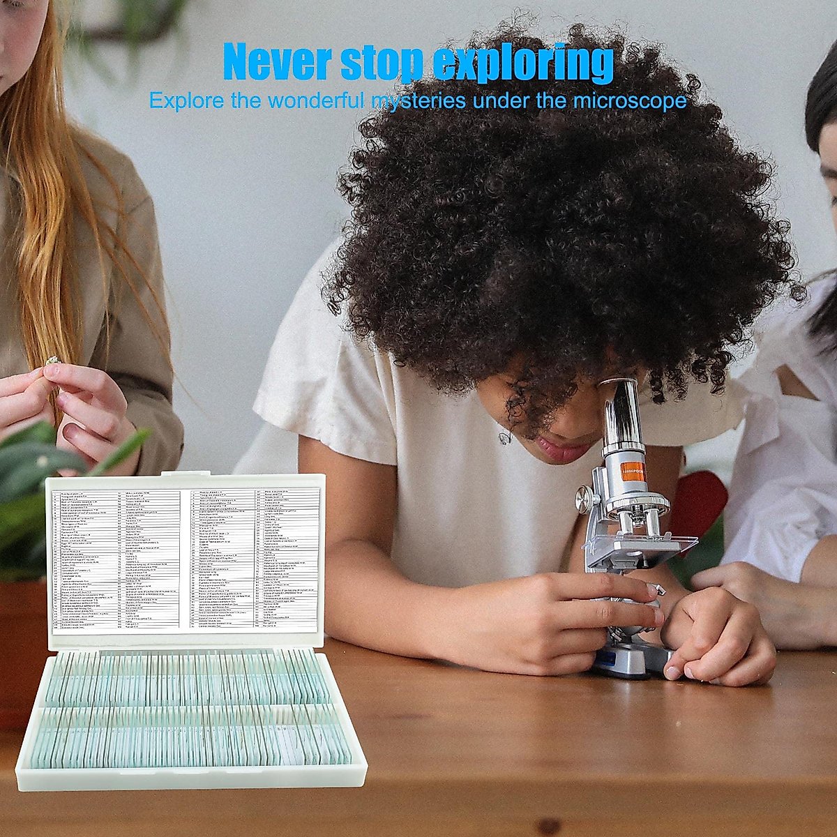 Microscope Slides, 100 Pcs Prepared Microscope Slides with Specimens for Kids Home School Class Learning