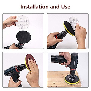 80 Pack 5 inch Sanding Discs Kit 8 Hole Sander for Drill Polishing Pad Hook and Loop Plate 60 80 120 180 240 400 600 800 Grit Sandpaper Abrasive Tool