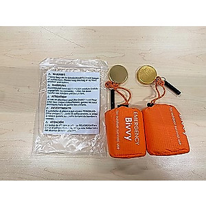 Esky Emergency Sleeping Bag, 2 Pack Survival Bag Portable Thermal Bivy Sack, Waterproof Lightweight Emergency Blanket Survival Gear with Compass and Whistle for Camping Hiking Outdoor Adventure