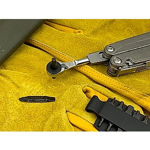 711L EDC Ratchet Wrench With 2 PCS of T9 and Security T10 Hex Bits I ¼” Hex Bit Ratchet Wrench 4 For Multitool Maintenance