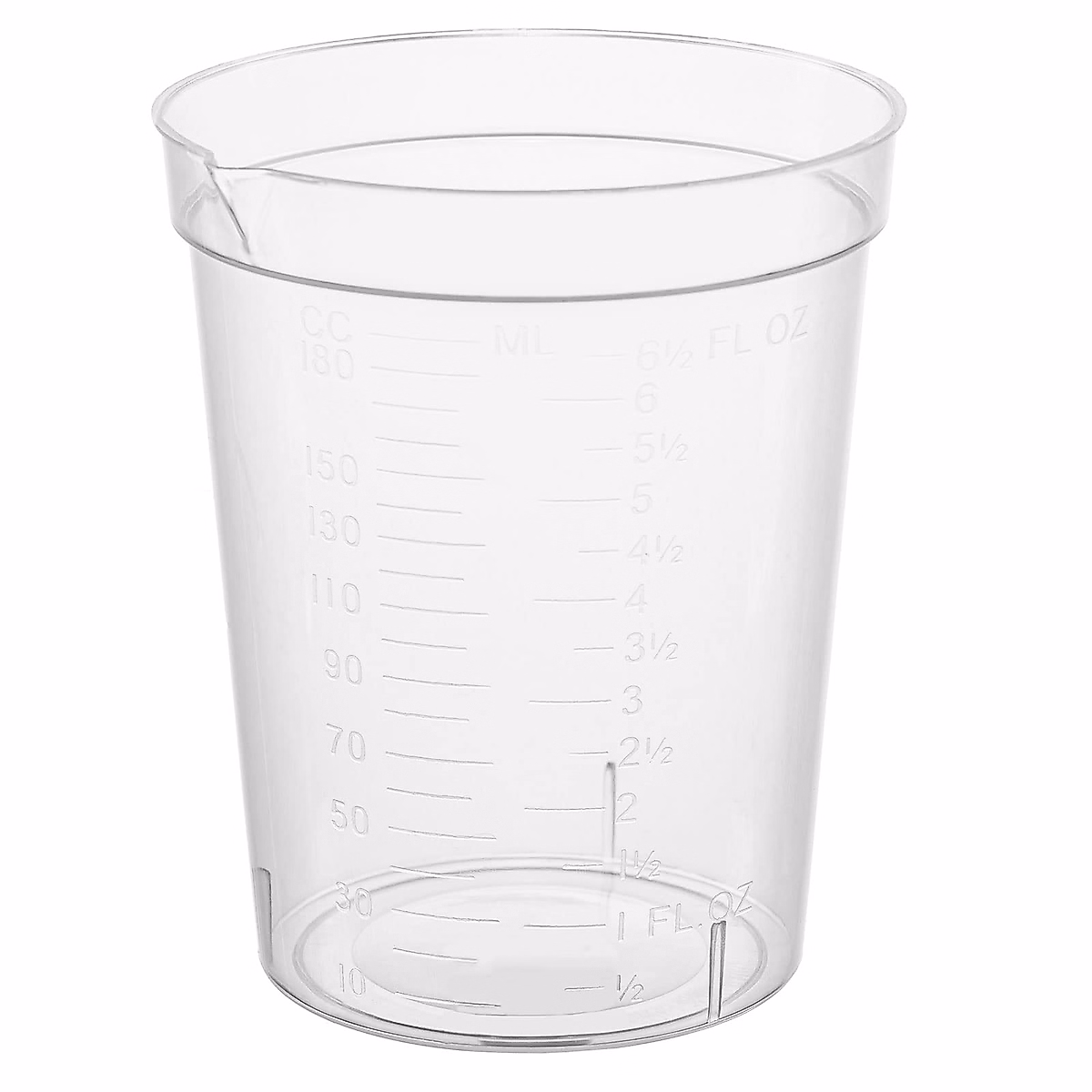 Globe Scientific 5920 Polypropylene Graduated Specimen Container Collection Cup with Pour Spout, 6.5 oz Capacity (Case of 500)