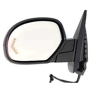 Kool Vue Left & Right Power Heated Mirrors for Chevrolet Tahoe GMC Yukon 2007-2014 Power Fold With Signal Light, Memory & Puddle Lamp; Without Blind Spot & Auto-Dimming with 2 Caps w/o Off Road Pkg