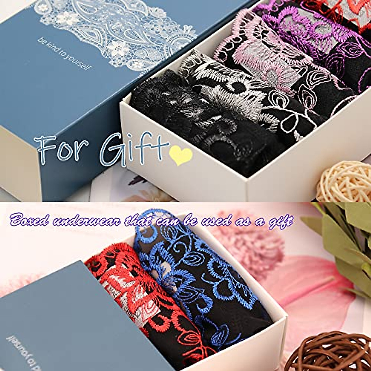 Women Tie Side Panties Sexy Adjustable G-String see through Mesh Yarn Thong Underwear-Multicolor