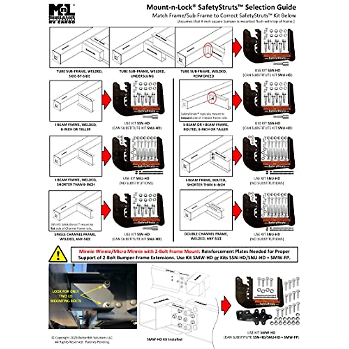 SafetyStruts Heavy Duty RV Bumper Brackets (1SNUHD, Univ-Heavy Duty)