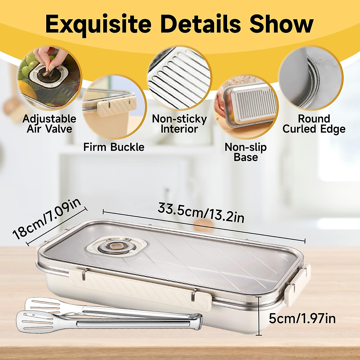 banmagately Deli Meat Container for Fridge, Bacon Container for Refrigerator with Time Recording, Stainless Steel Ham and Cheese Container Bacon Keeper Airtight Lunch Meat Storage Containers(2000ML)