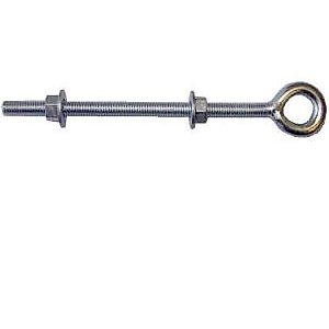 Welded ZP Steel Eye Bolt 200MM 8 inch x 3/8 inch with Nuts & 2 WASHERS