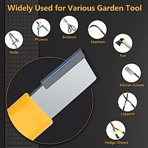 Anglekai 2PCS Garden Tool Sharpener, Blade Sharpener Stone for Garden Knife Sharpener, Shear Scissor Sharpener Blade Sharpening for Gardening Pruner/Pocket Knives (2, Yellow+Black)