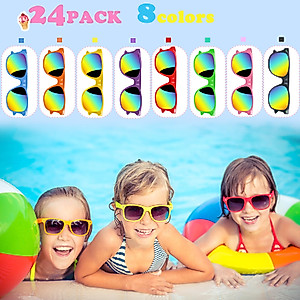 48 Pieces Summer Sunglasses Beach Balls Bulk Party Favors for Kids 24Pack Neon Sunglasses 24Pack Beach Balls Kid Boys Girls Graduation Party Supplies for Beach Day Pool Party Favors Goodie Bag Favors
