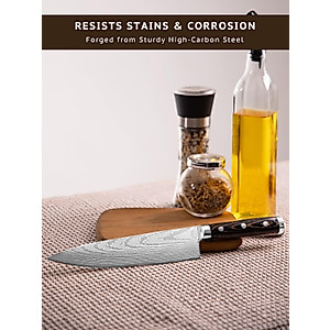 Geschickt Chef Knife, 8 inch Thin & Light Kitchen Knife, High Carbon Stainless Steel Blade, Pakkawood Handle, Full Tang Sharp Knife for All-Around Food Prep