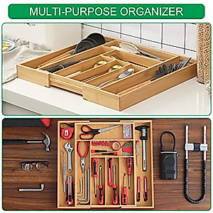 LUIGI HOUSE Extendable In-Drawer Bamboo Utensil Organizer