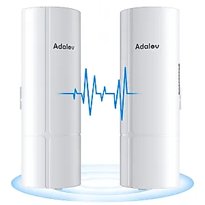 Wireless Bridge, 3KM Gigabit WiFi Bridges with 1000Mbps LAN Port, 16dBi Antenna, Adalov 5.8G Point to Point Wireless Bridges Outdoor, 900Mbps Plug and Play High Speed CPE, 24V POE Adapter, 2 Pack