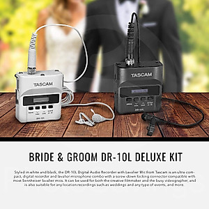Tascam DR-10L & DR10LW Digital Audio Recorder W/Lavalier Mics and 2x 32 GB, 2x Headphones Bride and Groom Deluxe Bundle