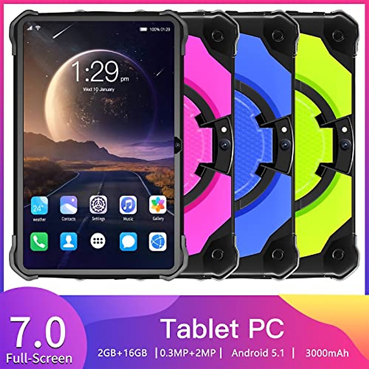 Fufafayo HD 7 Inch Android Tablet IPS High Definition Screen WiFi Bluetooth Voice Call Game Video Learning Tablet Function, Tablet, Learning Tablet, Tablets, Android Tablet