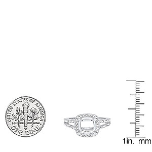 Dazzlingrock Collection 0.60 Carat (ctw) Round White Diamond Bridal Semi Mount Engagement Ring, Can be fit Cushion 2.00 cts. (7.5 mm) Center Stone, 14K White Gold, Size 7