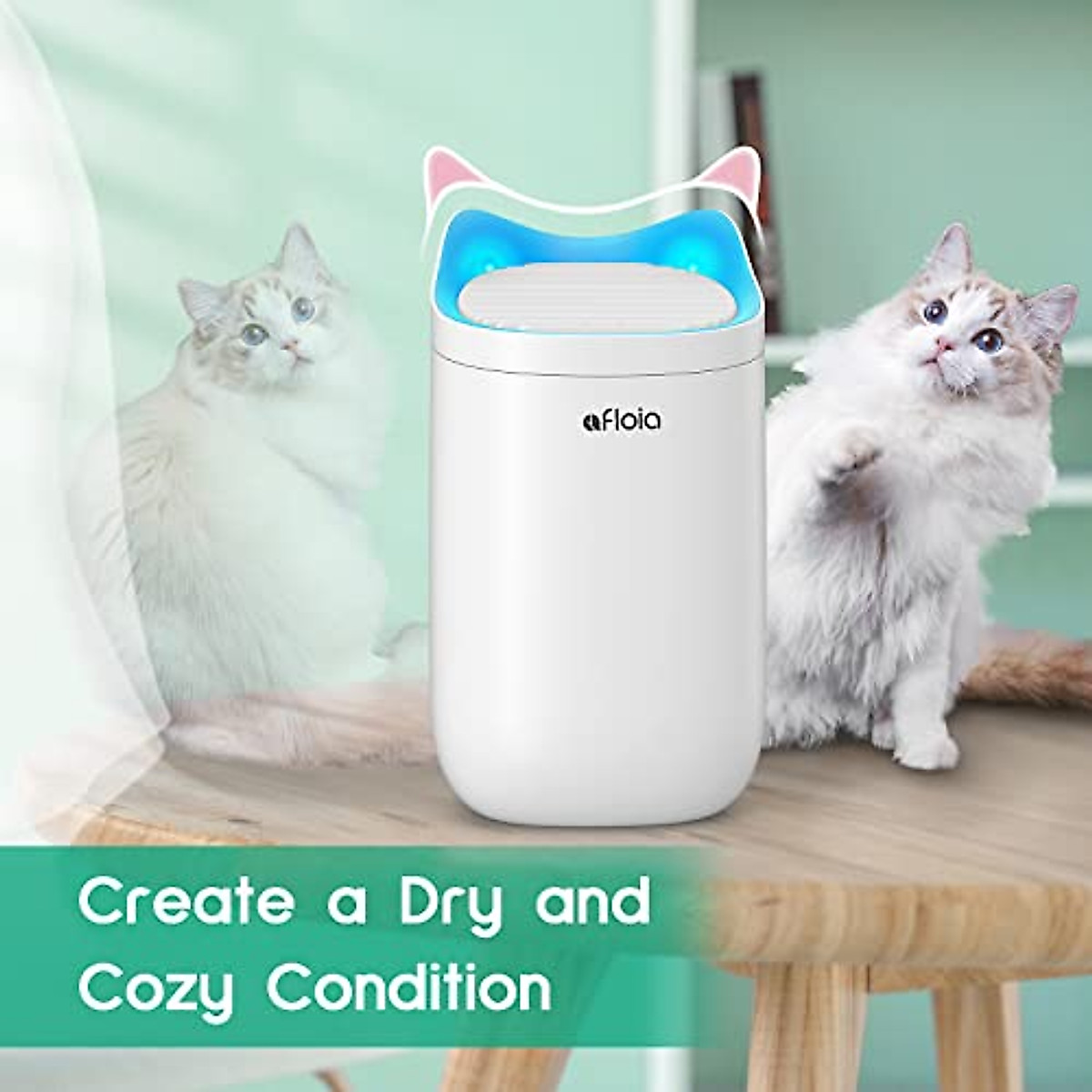 Mini Dehumidifier for Bathroom, Afloia Q3 Portable 20oz Dehumidifiers for 200 Sq.ft Auto-Off Compact Quieter Lighter Peltier Dehumidifier for Small Spaces [Cat Ear Design]