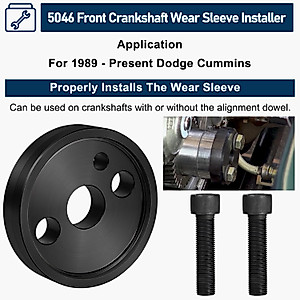 1338 Front Cover Crankshaft Seal Installer &5046 Wear Sleeve Installer Tool Kit For Cummins 3.9L 5.9L 6.7L Replace OE 1338/3824498, 5046/3824500