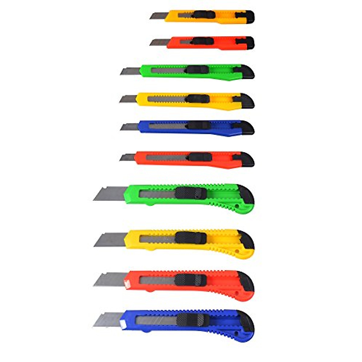 eZthings® 10 Heavy Duty Box Cutters Openers Utility Knives with Snap Off Blades (Variety Knife Set)