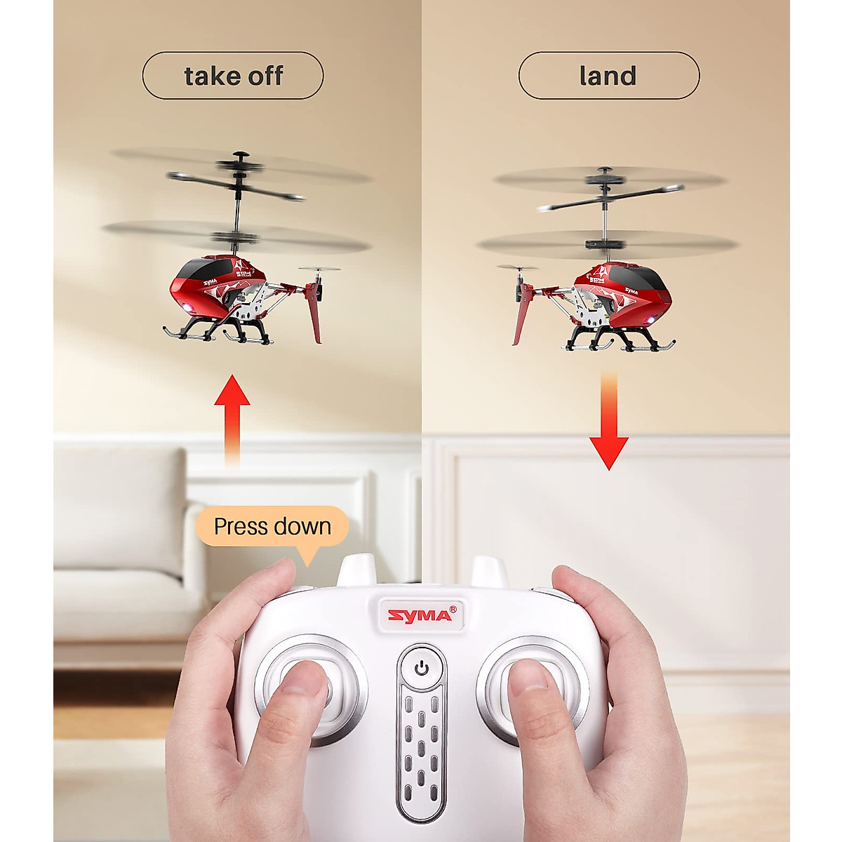 Syma RC Helicopter for Adults Kids with Altitude Hold, 2 Rechargeable Battery (Rose Red)