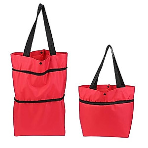 STOBOK 2pcs Portable Wagon Tug Bag Folding Luggage cart Foldable Rolling cart Foldable Tote Collapsible Tote Trolley Car Vegetables Organizer Folded Shopping Cart Tram Trolley Bag Wheel