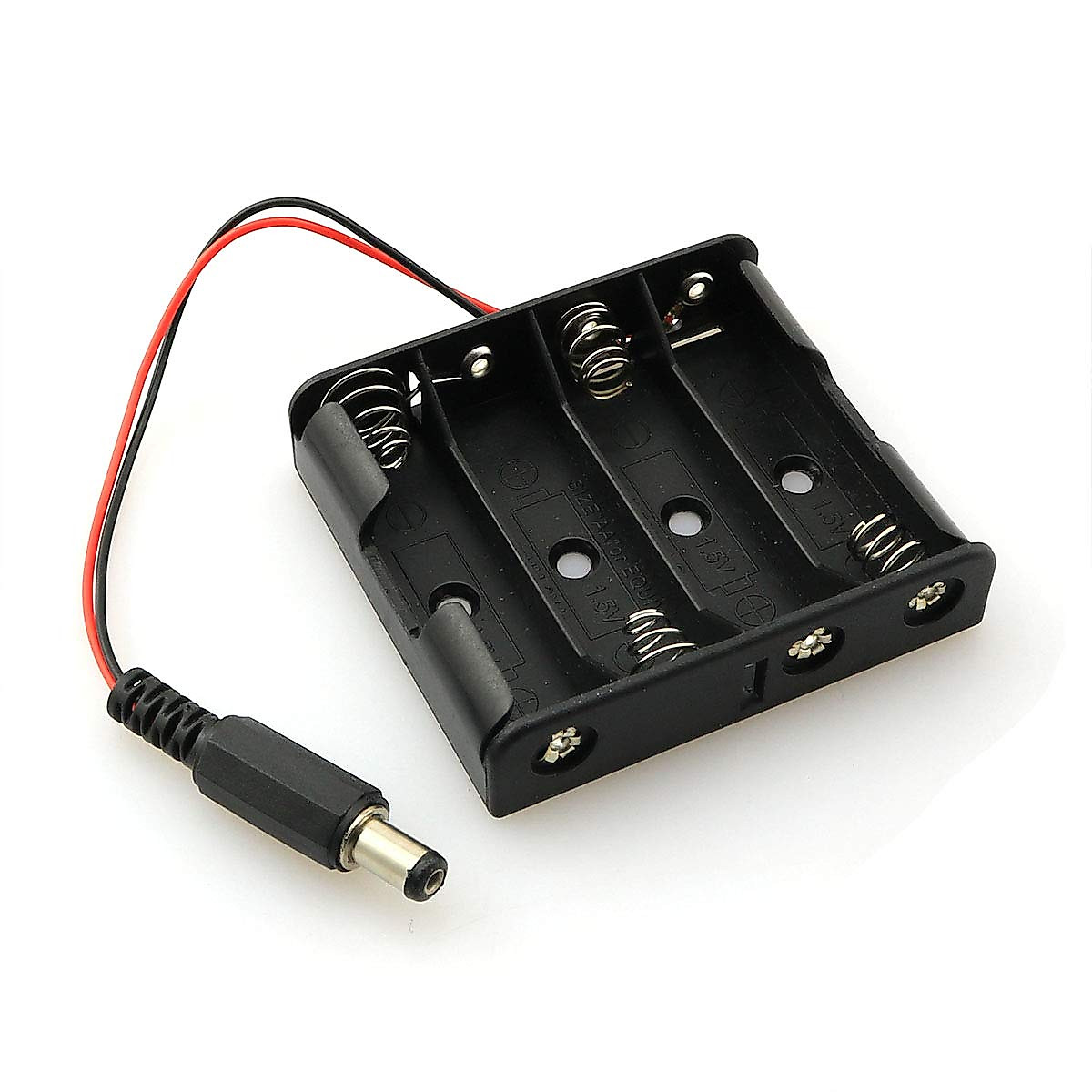ZRM&E 6V Power Box 4xAA Battery Holder Case with DC 5.5x2.1 Connector Mate with Barrel Jack Connector on Arduino