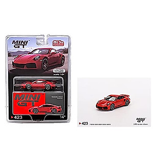 True Scale Miniatures Model Car Compatible with Porsche 911 Turbo S Guards Red Limited Edition 1/64 Diecast Model Car MGT00423