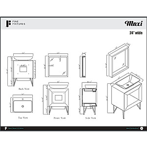 Fine Fixtures Maxi 24" Wall Mounted Bathroom Vanity Set Elm Veneer with Vessel Sink