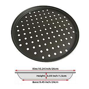 CRYDAY Non stick round pizza pan with holes for oven best perforated carbon steel pizza tray (10 inch)