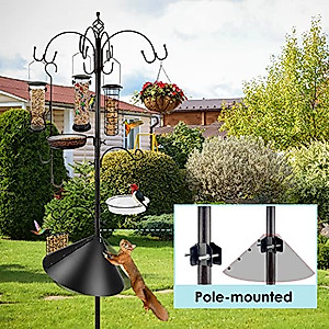 Bird Feeding Station Kit Bird Feeder Pole Wild Bird Feeder Hanging Kit with Suet Cage Bird Bath Mesh Tray Fruit Hook Double W Hook for Attracting Wild Birds and Planter Hanger Lights