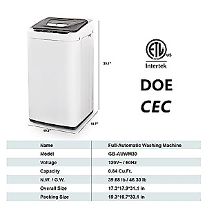 Portable Washing Machine, Full-Automatic Washer Compact Laundry Machine and Dryer Combo, Built-in Pump Drain, 6.6lbs Capacity, LED Display, ideal Laundry for Dorm, Apartment, RV