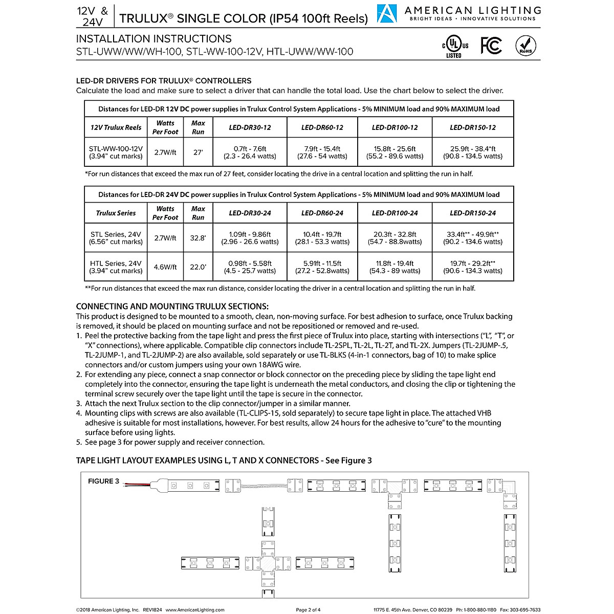 TRULUX STL-WW-100-MASTER STL-WW-100 IP54 Standard Grade LED Tape Light Reel, Reel-100ft, Warm White 3000K