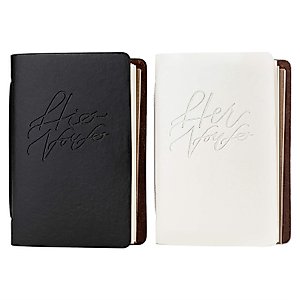 Calculs Handcrafted Wedding Vows Book Bridal Gifts Set of 2 Authentic Cowhide Cover with His and Her Vows Stamping