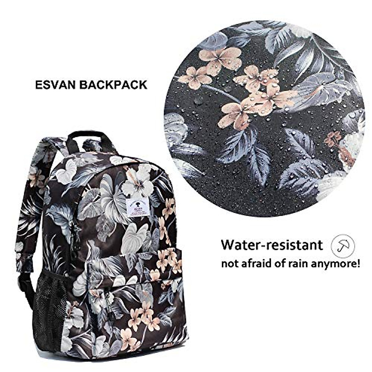 Forever cultivate Original Floral Leaf Travel Backpack,Waterproof Gym Backpack Suitable for Travel,Gym,Shopping,Yoga,Hiking,Beach (I)