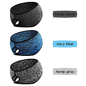 3 Pieces Women Ponytail Headband Winter Ear Warmer Running Headbands Yoga Hair Band Sports Earmuff for Women Girls Outdoor Skiing (Hemp Black, Navy, Hemp Gray)
