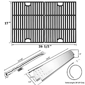 Hisencn 304 Stainless Steel Grill Parts for Home Depot Nexgrill 720-0830H, 5 Burner 720-0888 720-0888N 720-0888S Gas Grill, Grill Burner, Heat Plate, Cooking Grates Parts, 13 x 17