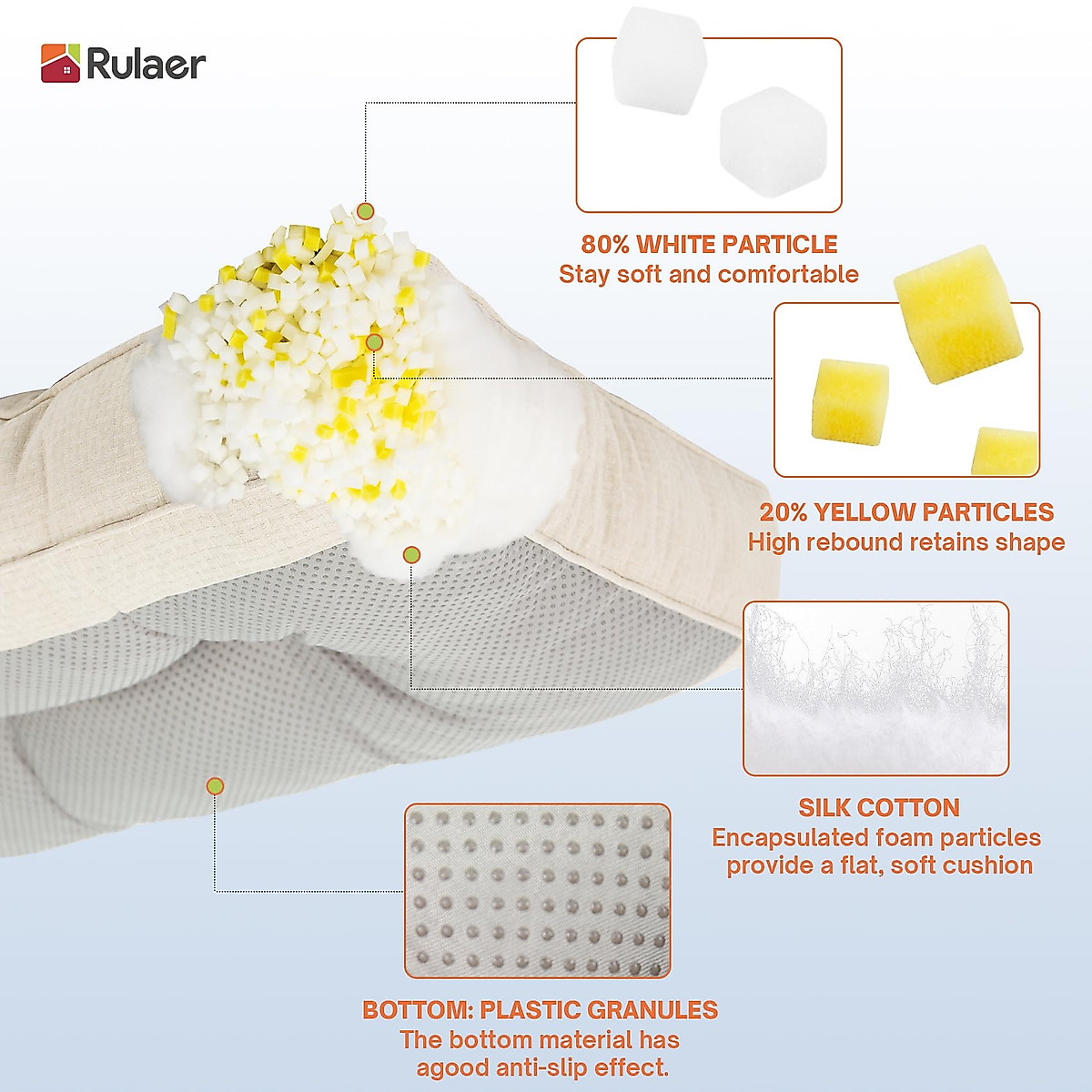 RULAER Tufted Bench Cushion Indoor 42x16x4 inch Extra Thick Soft Bench Cushion Non-Slip Durable Patio Cushions for Outdoor Furniture Double Piping Bench Chair Pad, Beige