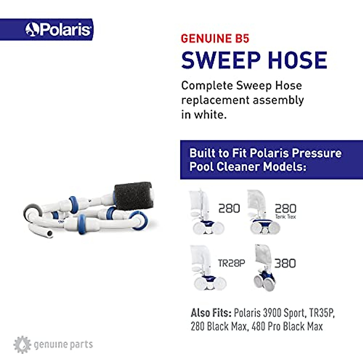 Polaris Genuine Parts B5 Sweep Hose Complete Replacement for pressure-side pool cleaner 280, 280 Tank Trax, 380, TR28P